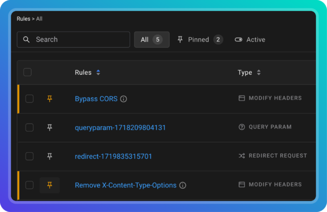 How to pin rules in Requestly