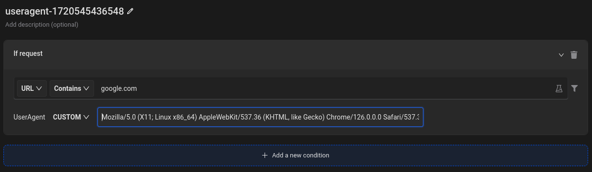 How to set Custom userAgent string
