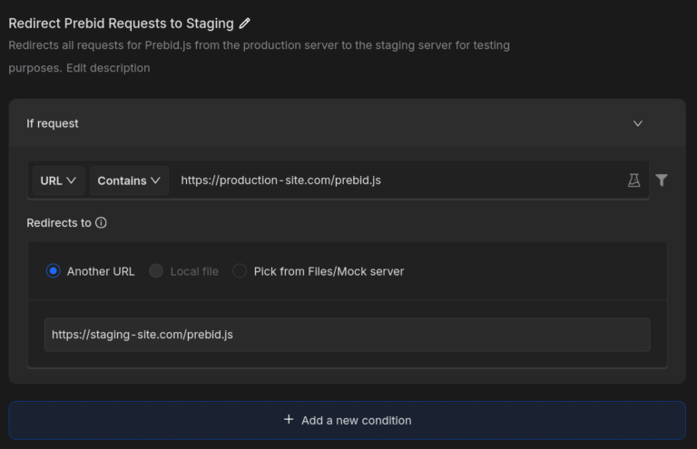 How to redirect prebid.js to staging server for testing?